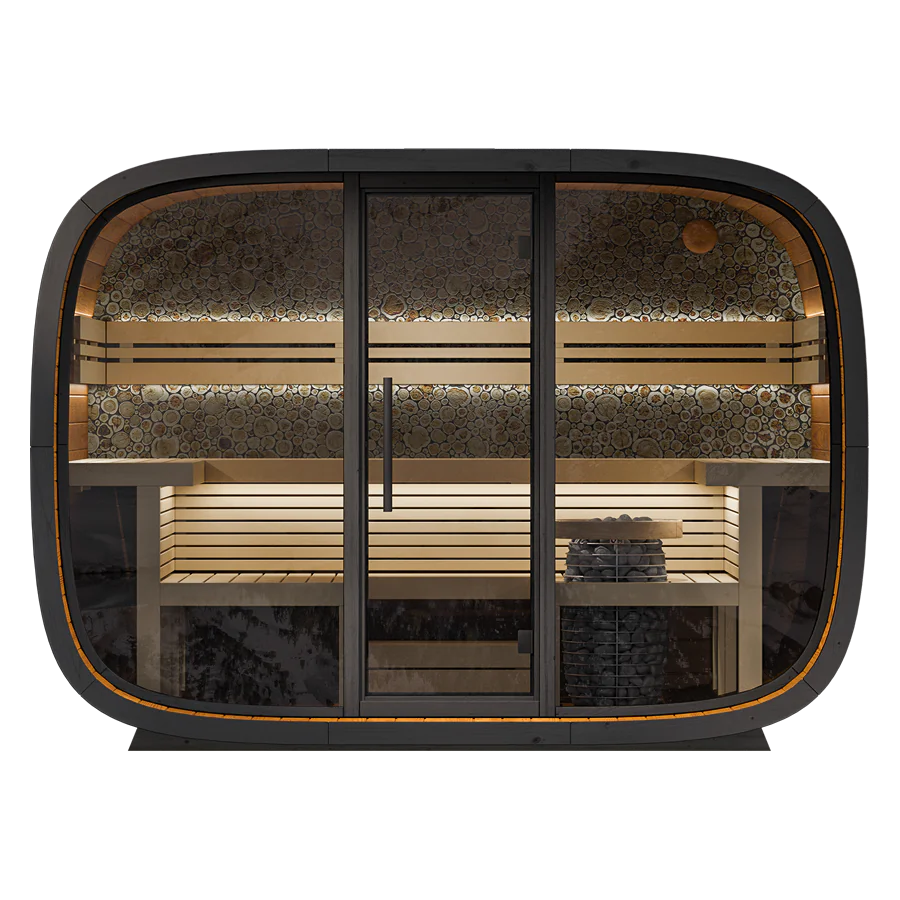 Solace Round Cube Outdoor Cube Sauna For 6 People – Northern Saunas Canada