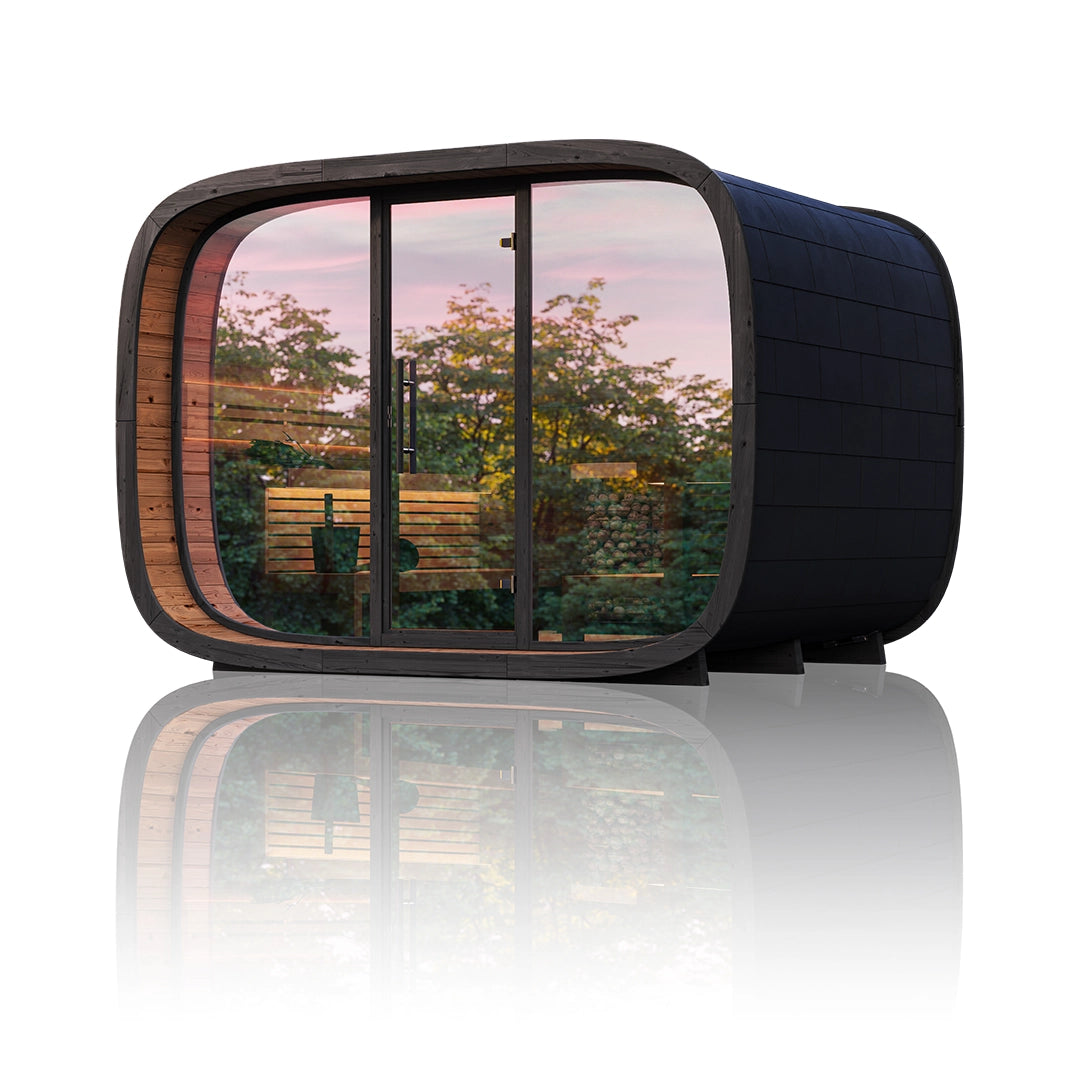 Solace Round Cube Outdoor Cube Sauna For 6 People – Northern Saunas Canada