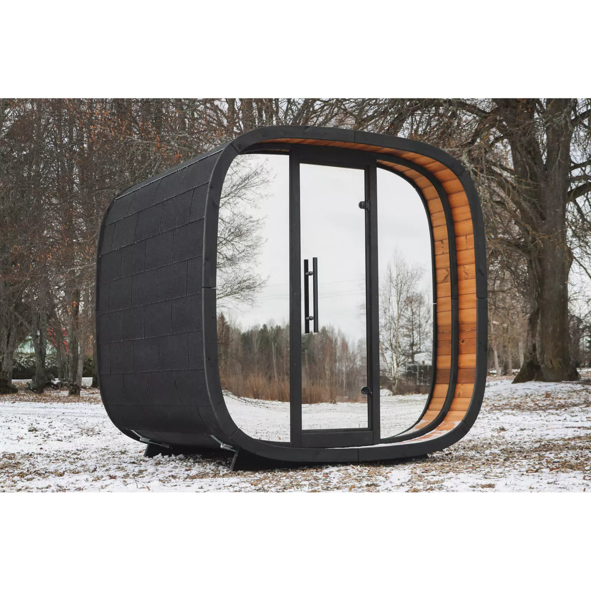 Scandinavian Haven Mirror Round Cube Outdoor Cabin Sauna For 2-4 Peopl ...